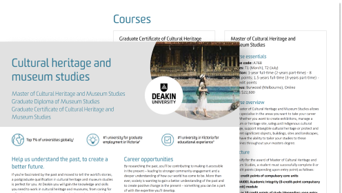 Graduate Certificate of Cultural Heritage and Museum Studies